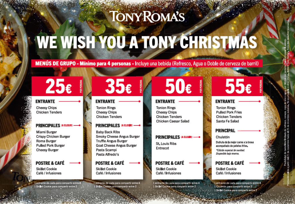 TONY ROMA’S, PREPARADO PARA CELEBRAR SU AUTÉNTICA “TONY CHRISTMAS ...